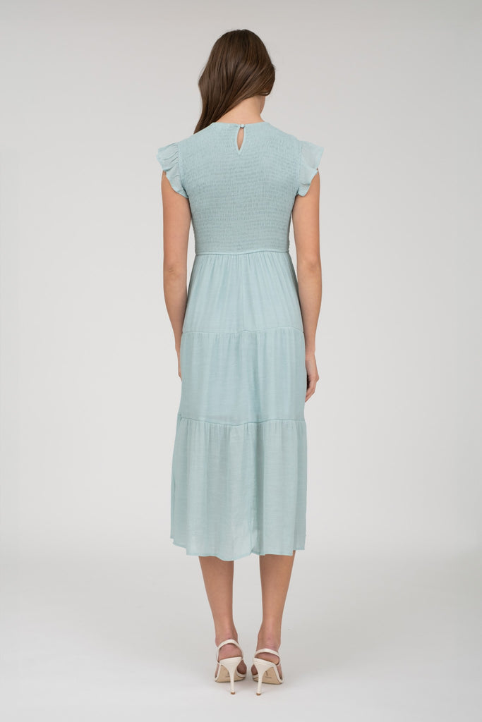 Smocked Tiered Midi Dress 2029 in Light Sage – Skirtz & Co