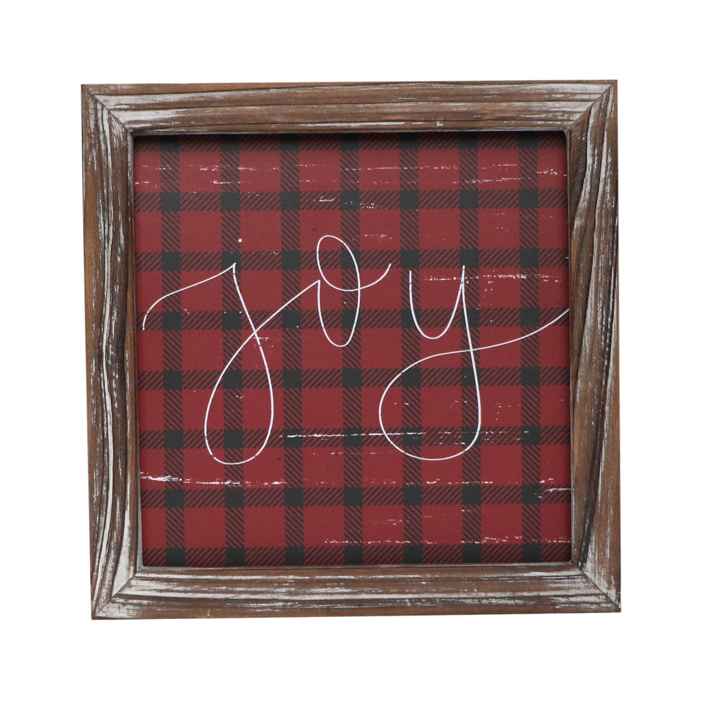 Joy Plaid Wood Sign 8x8 – Skirtz & Co